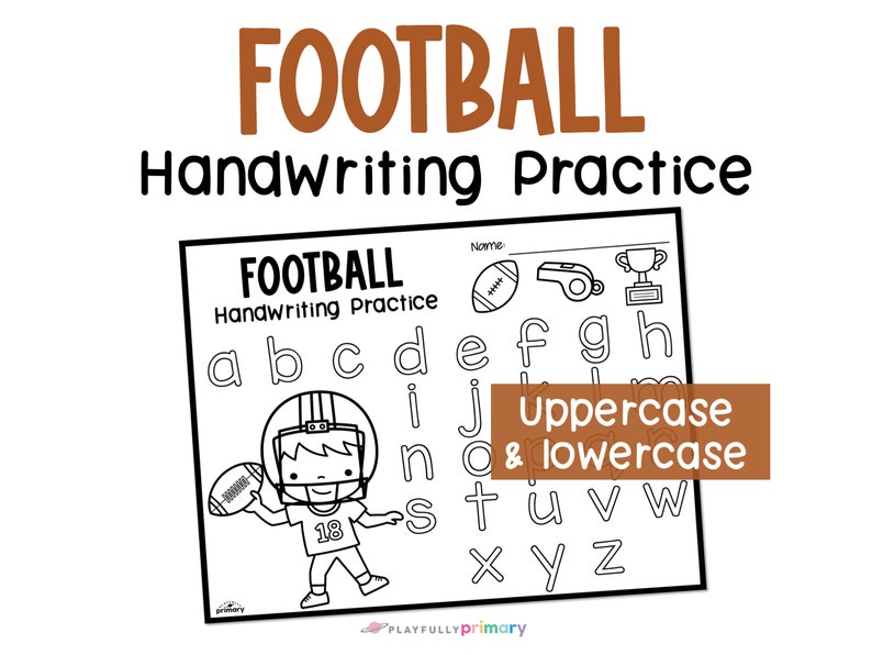 Football Alphabet Tracing Printable Handwriting Worksheet, Printable ...