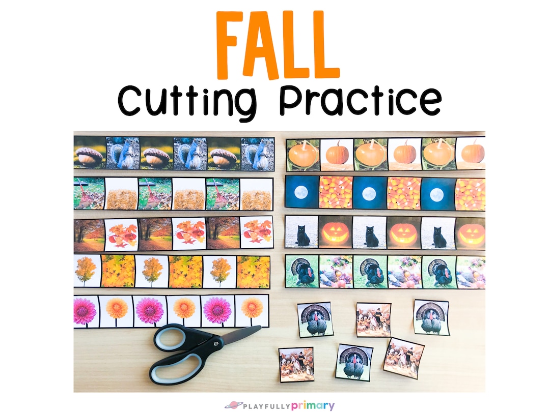 Fall Scissor Skills Printable Cutting Practice Strips, Montessori ...