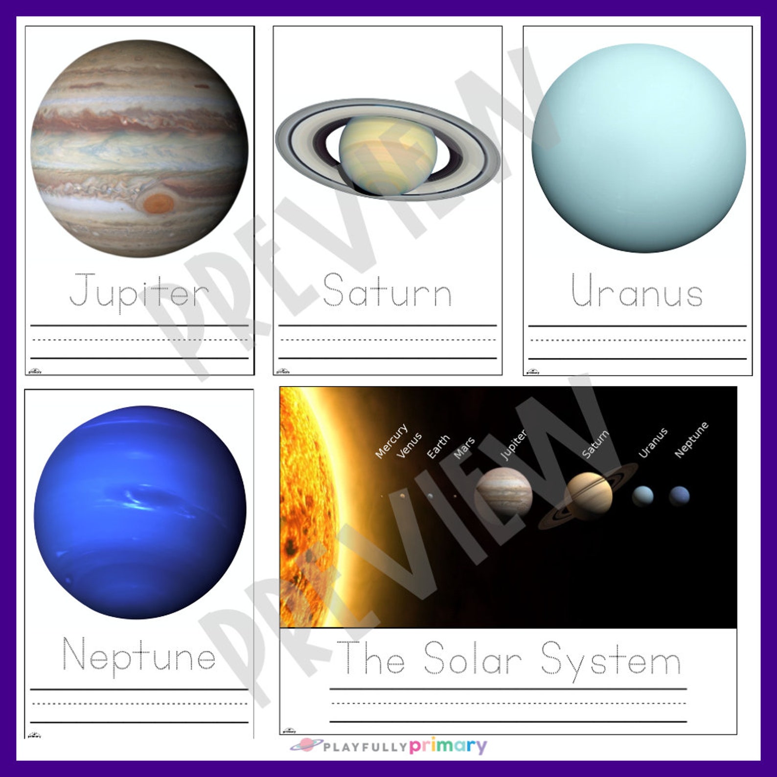 Solar System Handwriting Cards Space Thematic Unit Printable | Etsy