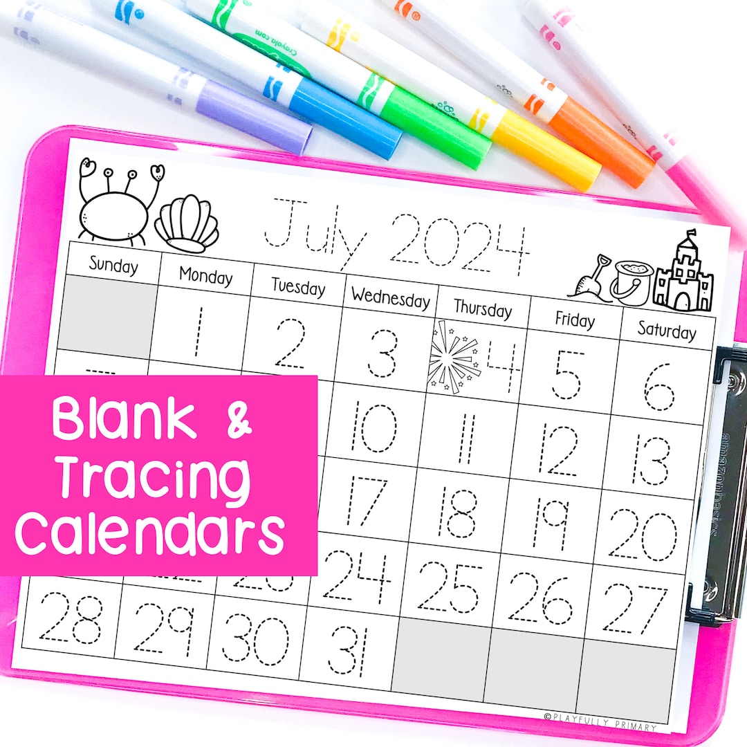 July Calendar 2024 Printable Calendar Tracing Worksheets, Calendar ...