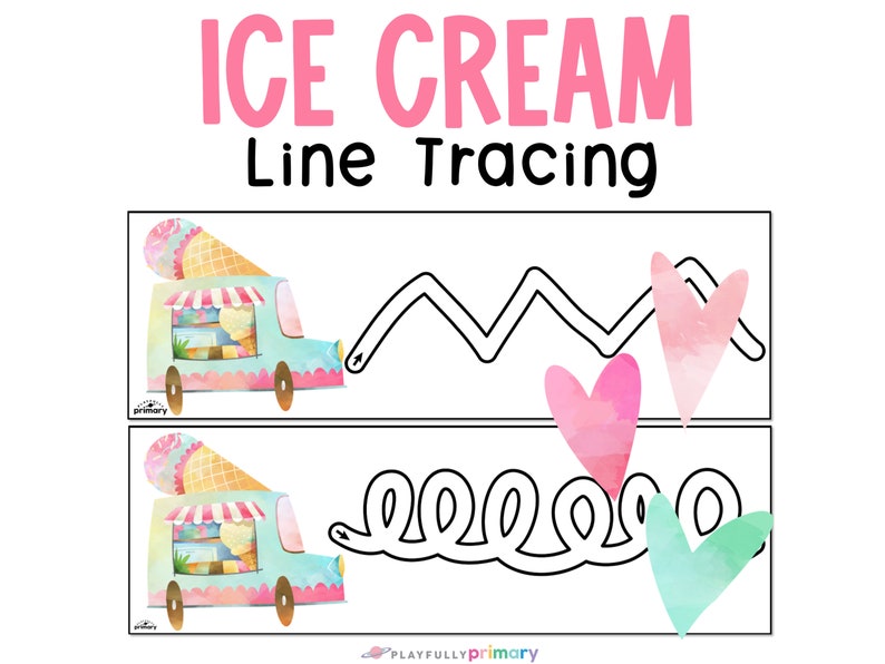 Ice Cream Activities, Prewriting Fine Motor Tracing Worksheet Preschool ...