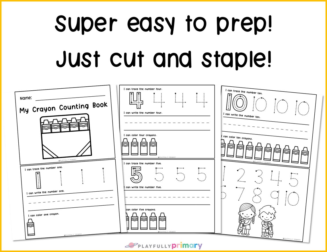 Crayon Counting to 10 Mini Book Back to School Coloring Pages for Kids ...
