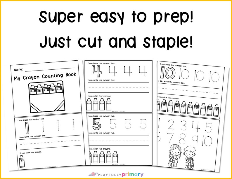 Crayon Counting to 10 Mini Book Back to School Coloring Pages for Kids ...