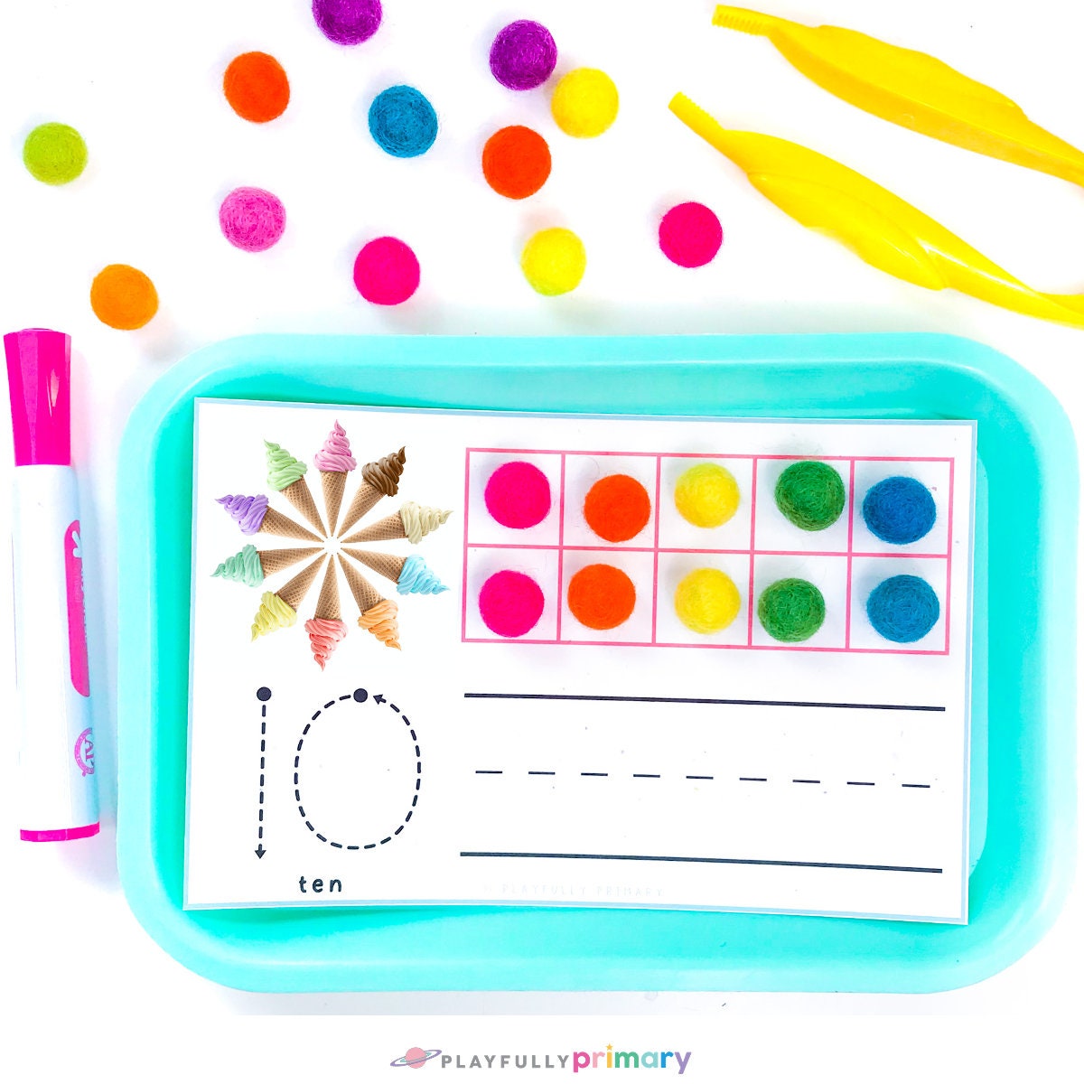 Ice Cream Activity, Preschool Summer Math, Summer Counting 1-10, Ice ...