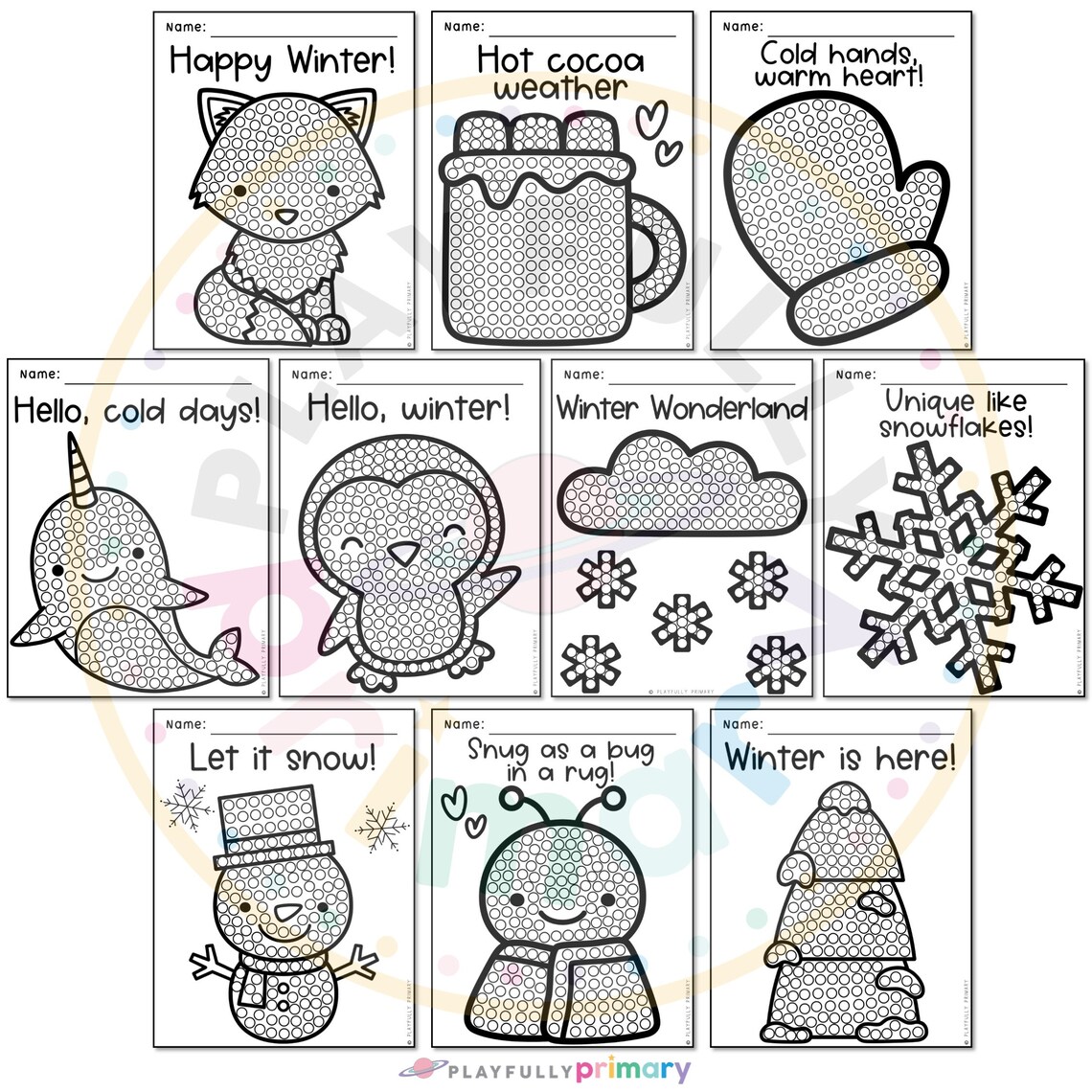 Winter Q-tip Painting Printables, Winter Theme Preschool Worksheets ...