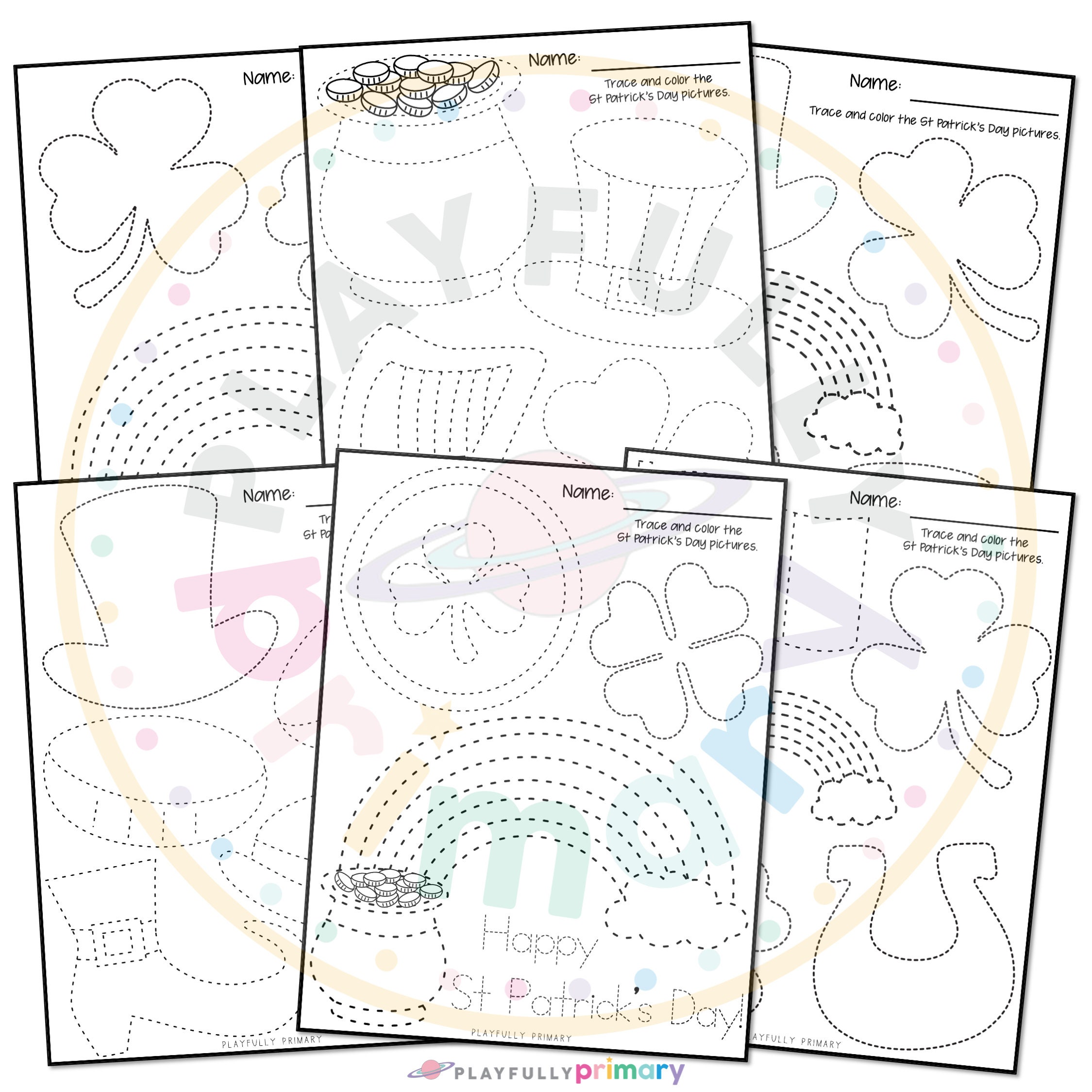 St Patrick's Day Coloring Pages Printable Tracing Worksheets for Kids ...