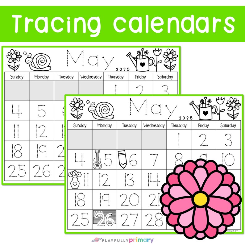 May Calendar 2025 Printable Calendar Tracing Worksheets, Kids Calendar ...