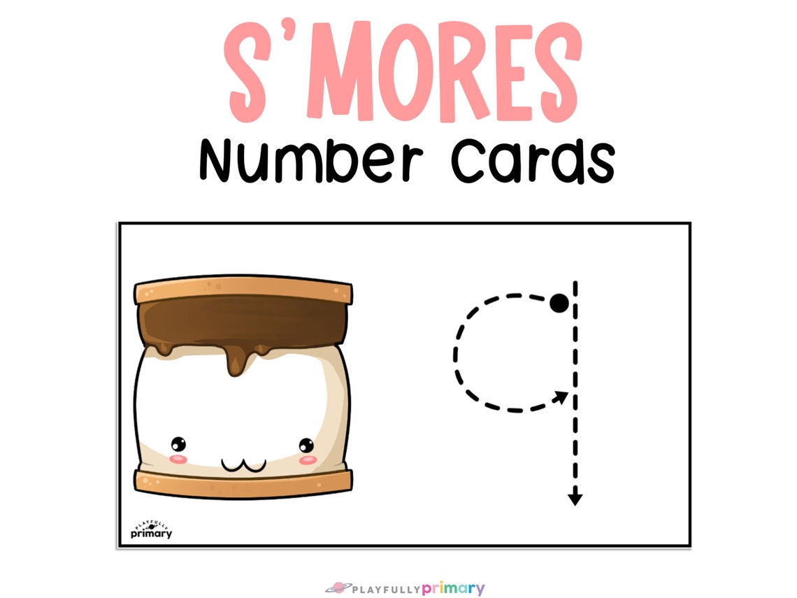 Number Tracing Smores Numbers Flashcards, Camping Preschool Theme ...