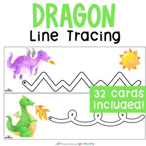 Dragon Line Tracing Preschool Printable Prewriting Fine Motor Tracing ...