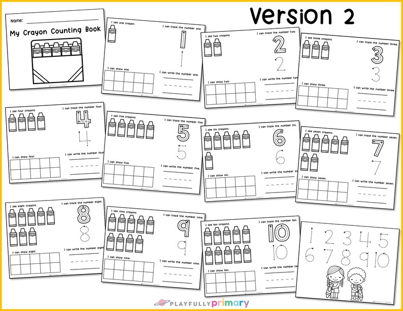 Crayon Counting to 10 Mini Book Back to School Coloring Pages for Kids ...