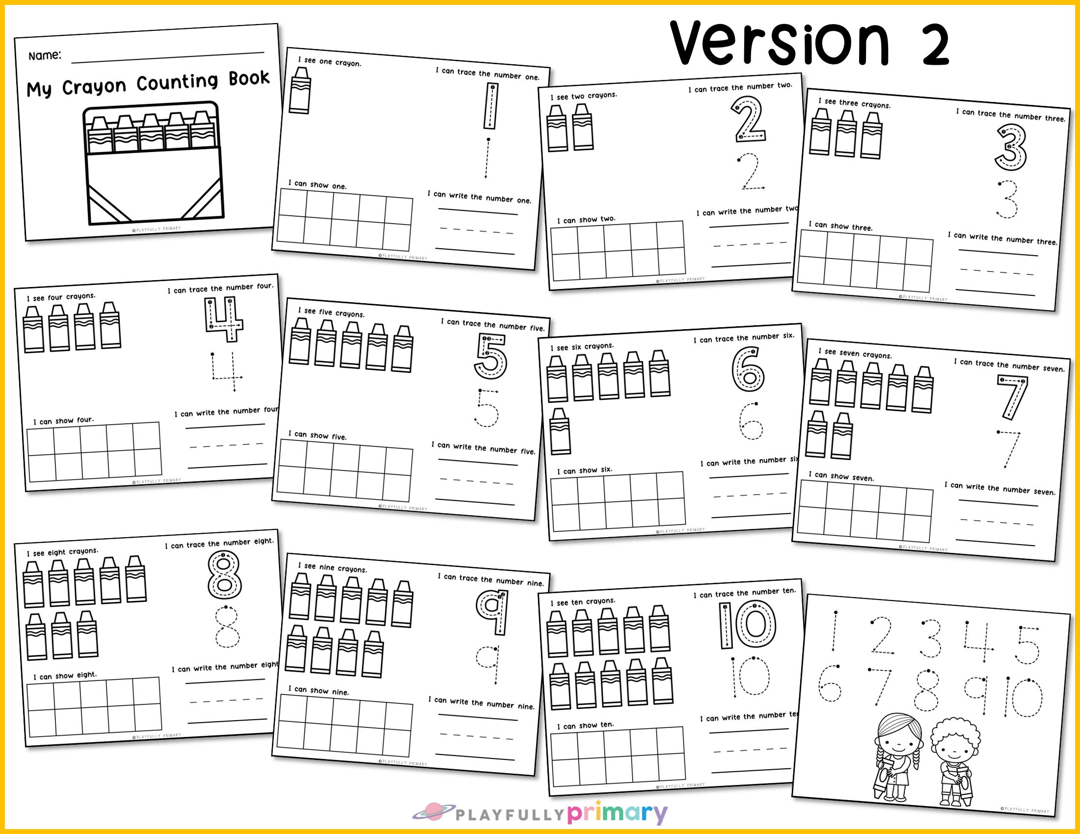 Crayon Counting to 10 Mini Book Back to School Coloring Pages for Kids ...