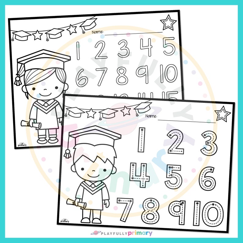 Kindergarten Graduation Coloring Sheets, Preschool Number Tracing ...