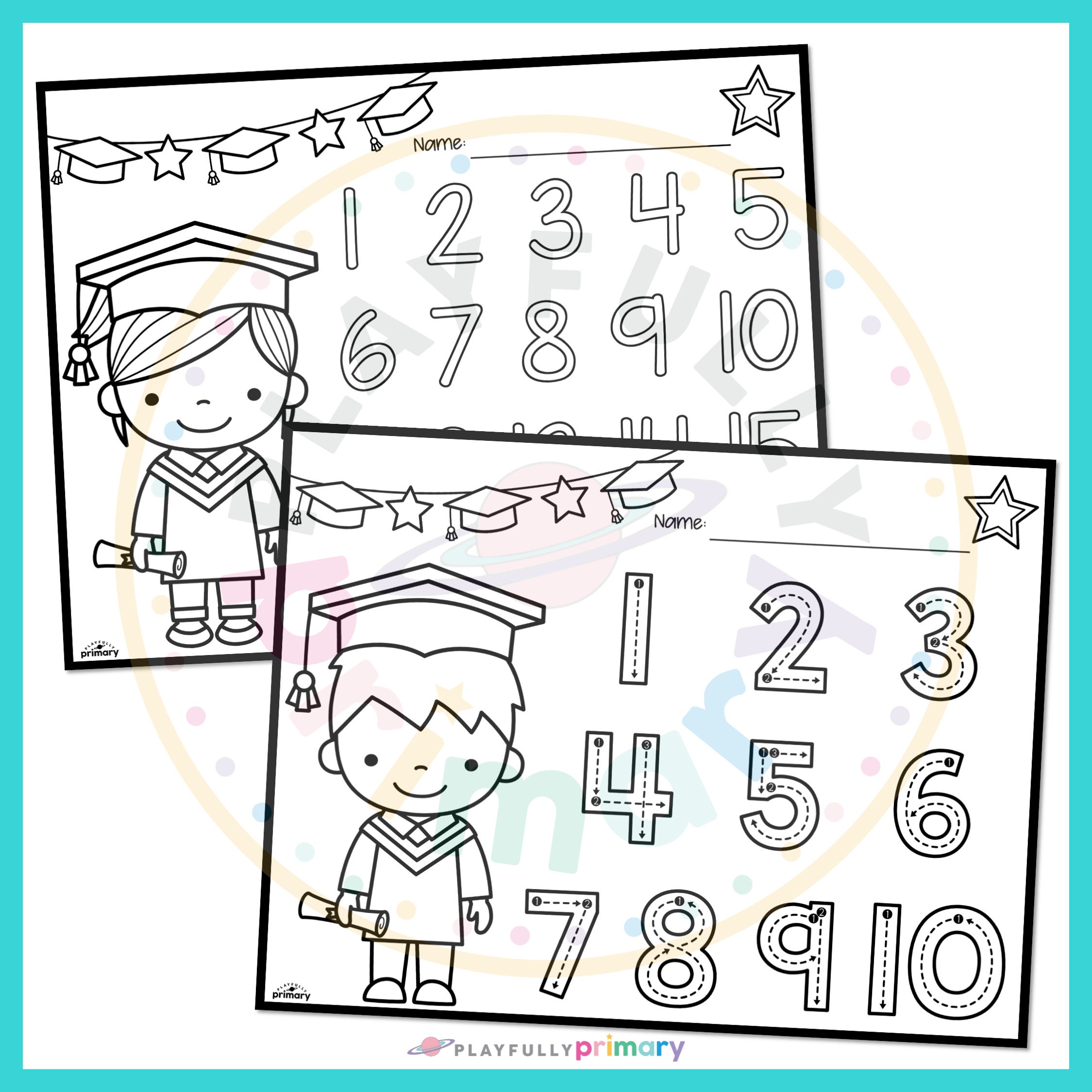 Kindergarten Graduation Coloring Sheets, Preschool Number Tracing ...