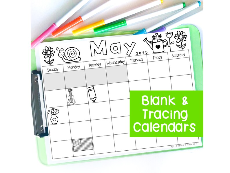 May Calendar 2025 Printable Calendar Tracing Worksheets, Kids Calendar ...
