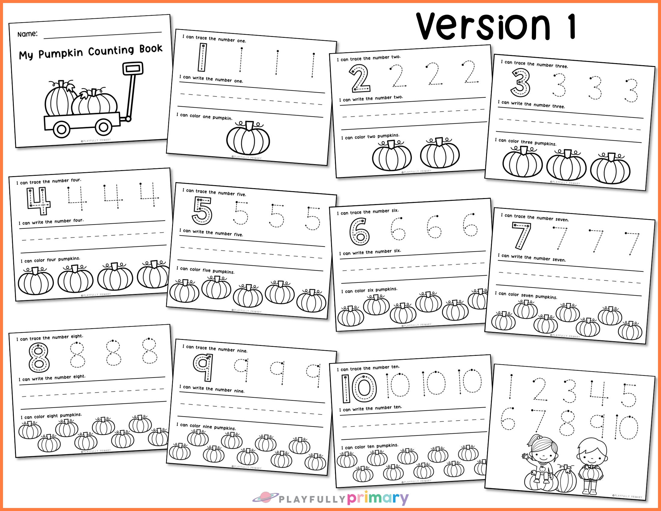 Pumpkin Counting to 10 - Pumpkin Unit Study Kindergarten, Preschool ...
