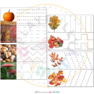 Fall Tracing Worksheets, Tracing Lines and Shapes, Fall Preschool ...