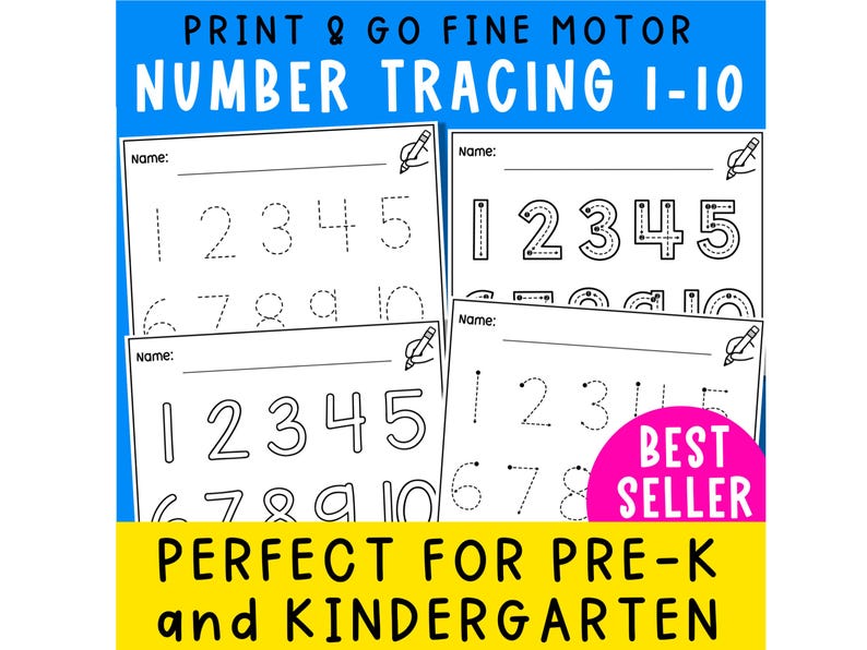 Number Tracing 1–10 Worksheets With Arrows | Printable Preschool ...