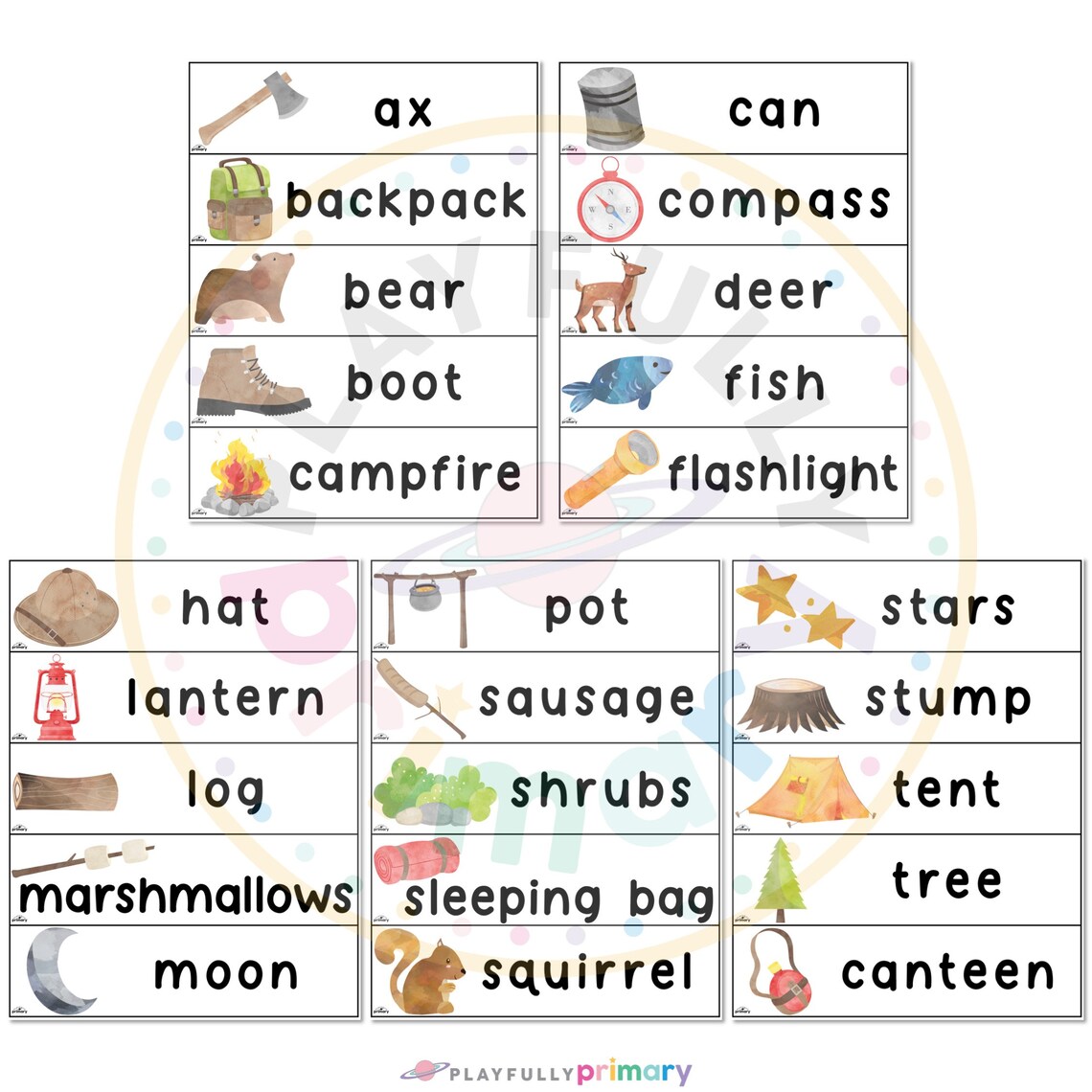 Camping Unit Study Vocabulary Cards, Kids Camping Activities, Camping ...