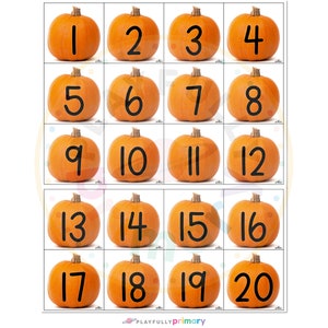 Pumpkin Seed Counting Printable, Pumpkin Counting Flashcards 1-20 ...