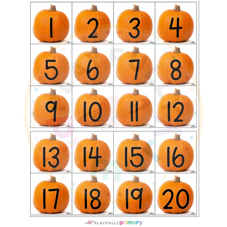 Pumpkin Seed Counting Printable, Pumpkin Counting Flashcards 1-20 ...
