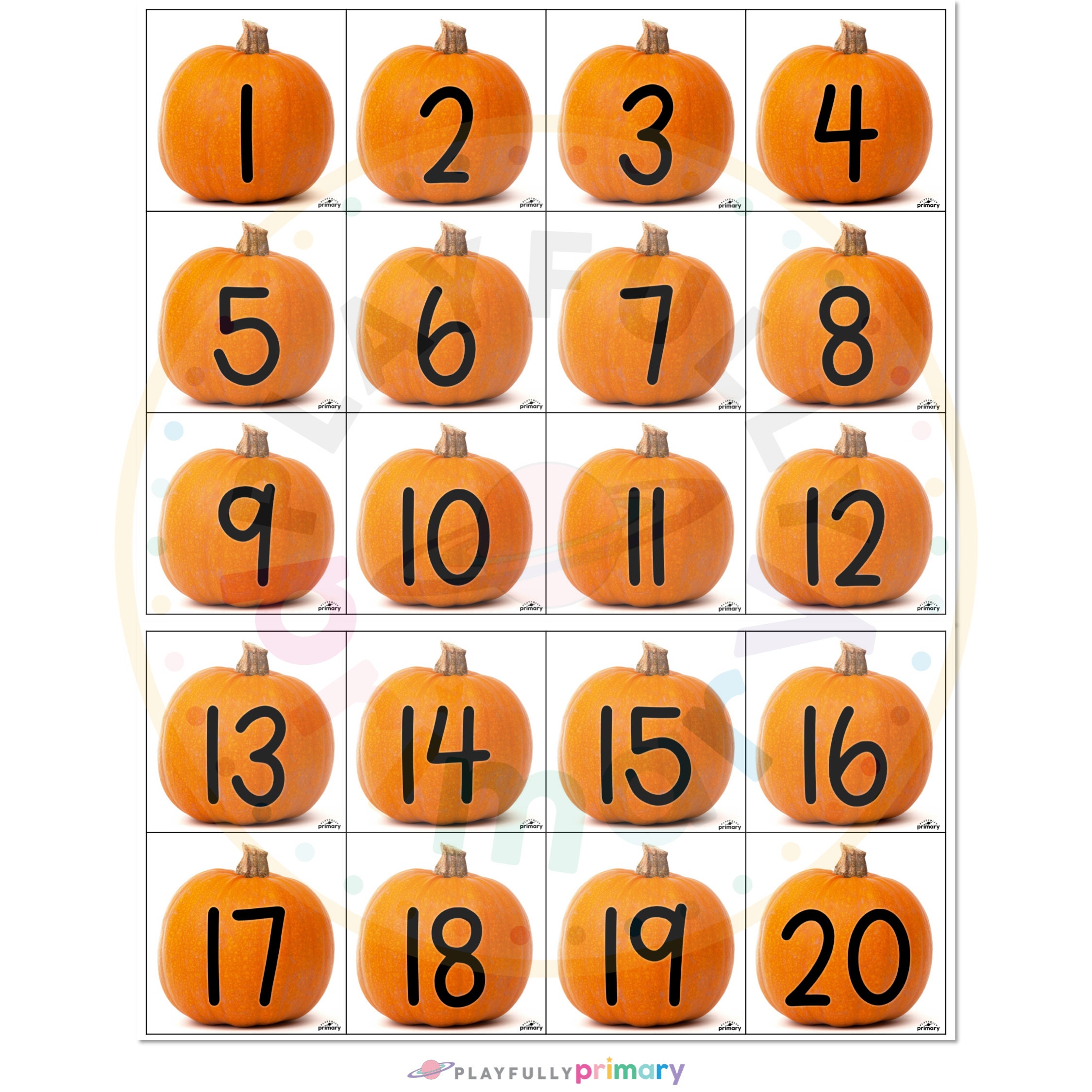 Pumpkin Seed Counting Printable, Pumpkin Counting Flashcards 1-20 ...