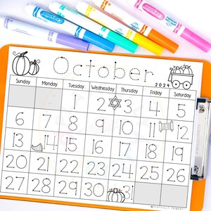 October Calendar 2024 Printable Calendar Tracing Worksheets ...
