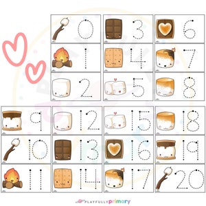 Number Tracing Smores Numbers Flashcards, Camping Preschool Theme ...