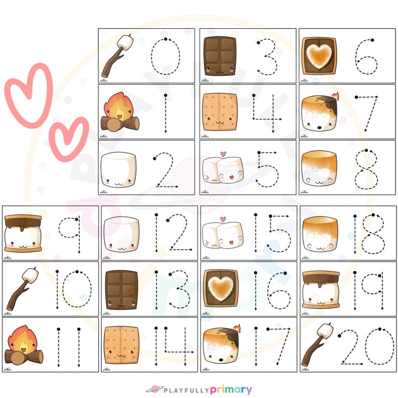 Number Tracing Smores Numbers Flashcards, Camping Preschool Theme ...