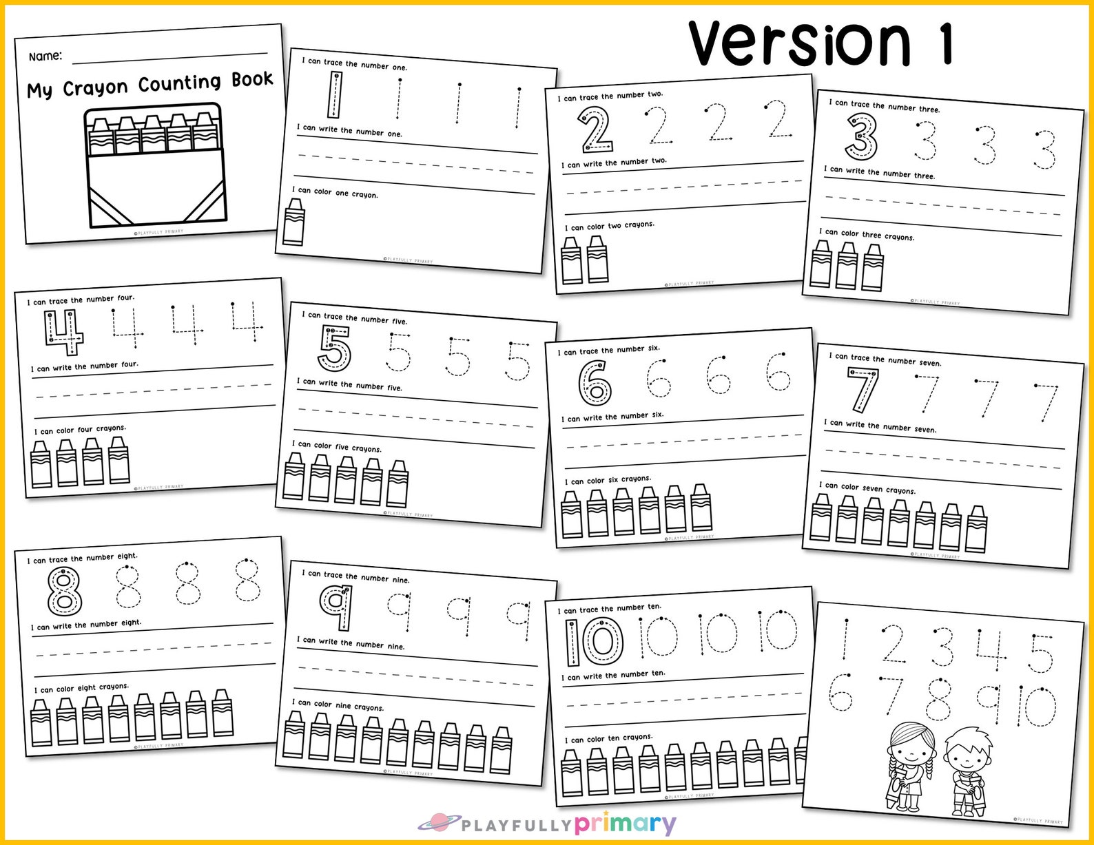 Crayon Counting to 10 Mini Book Back to School Coloring Pages for Kids ...