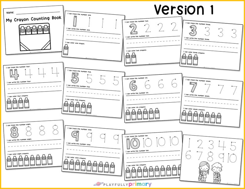 Crayon Counting to 10 Mini Book Back to School Coloring Pages for Kids ...