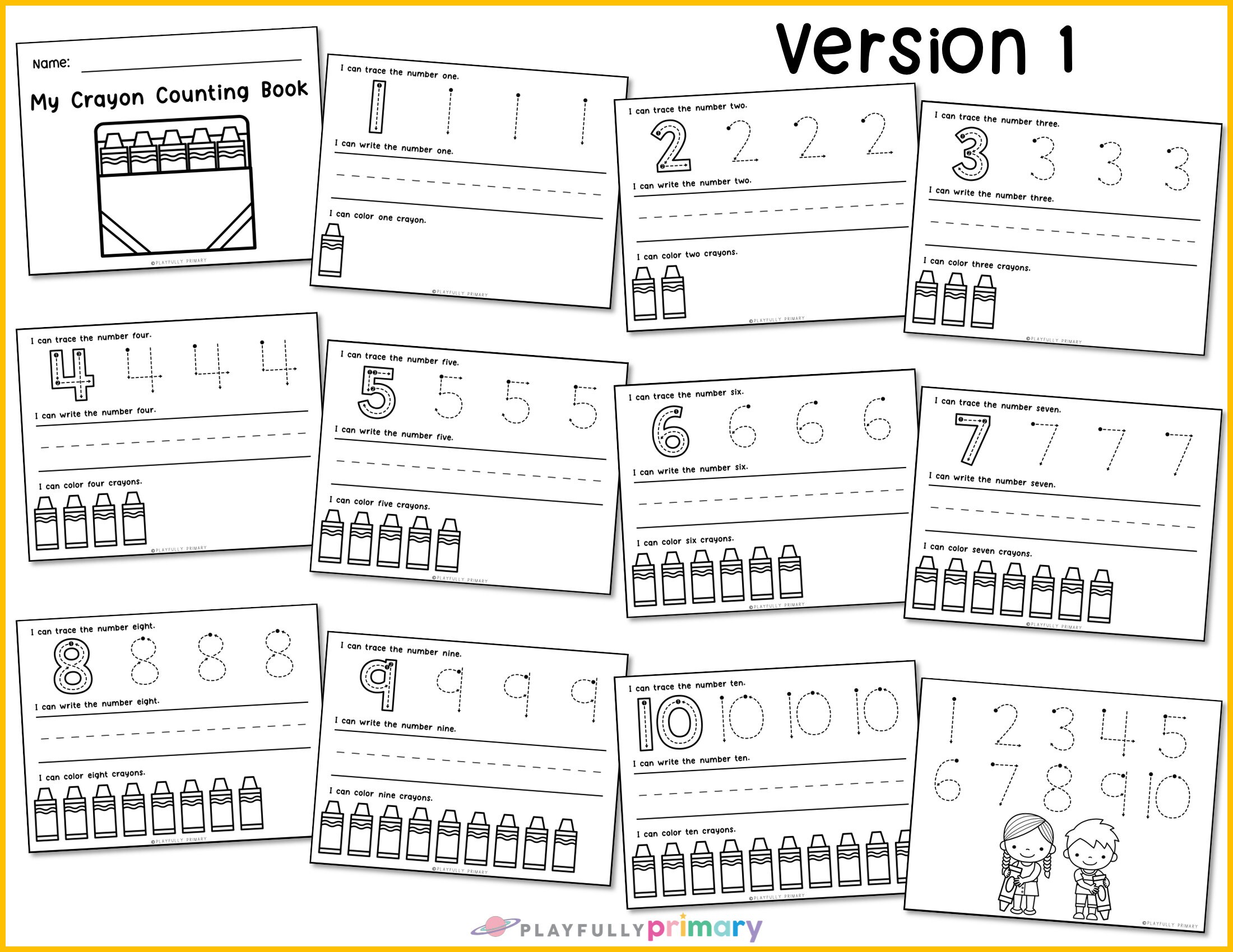 Crayon Counting to 10 Mini Book Back to School Coloring Pages for Kids ...