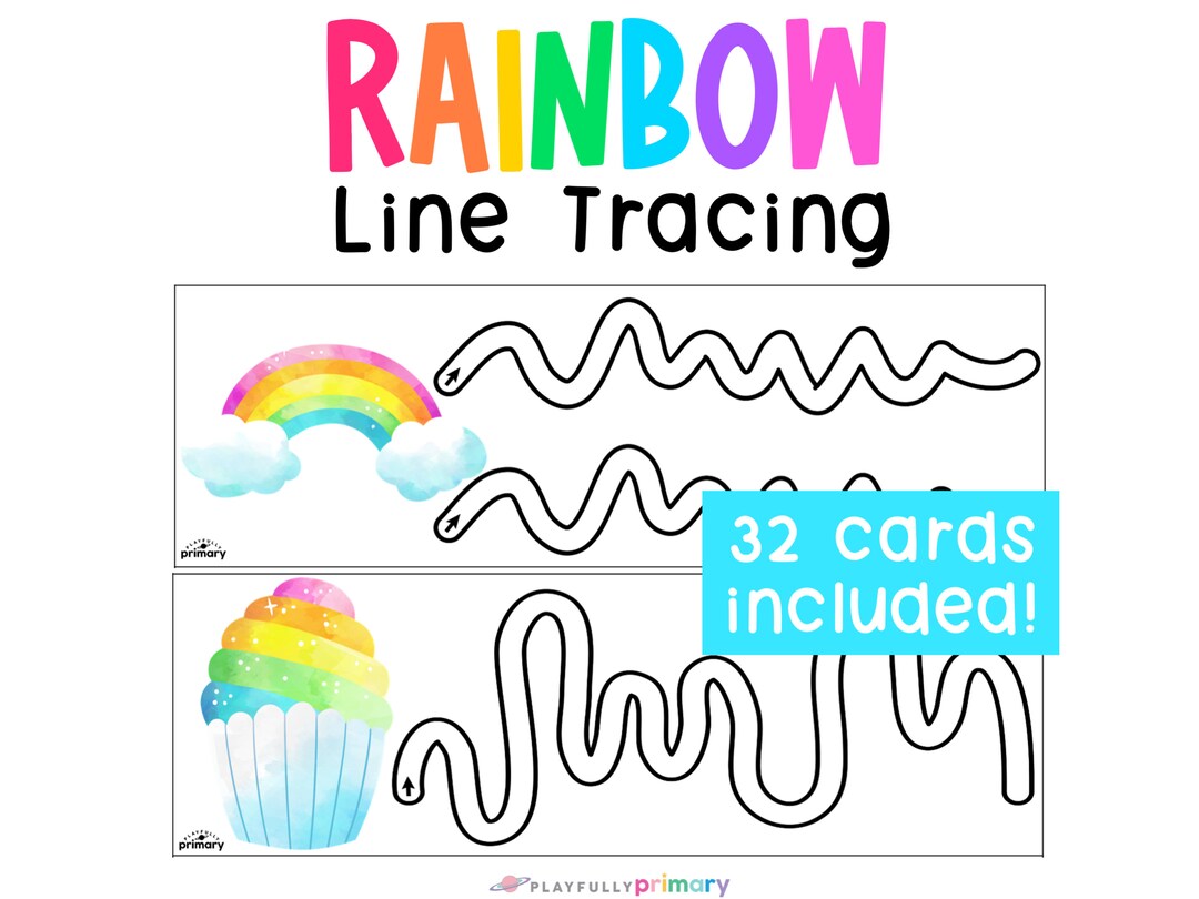 Rainbow Line Tracing Cards - Preschool Rainbow Theme Activity - Fine ...