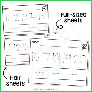 Number Worksheets for Preschool + Kindergarten Writing Practice, 1-20 ...