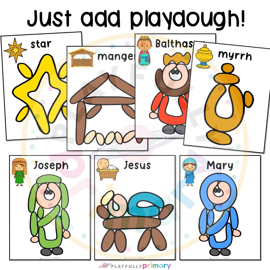 Nativity Play-doh Mats, Printable Nativity Activity for Kids, Christian ...