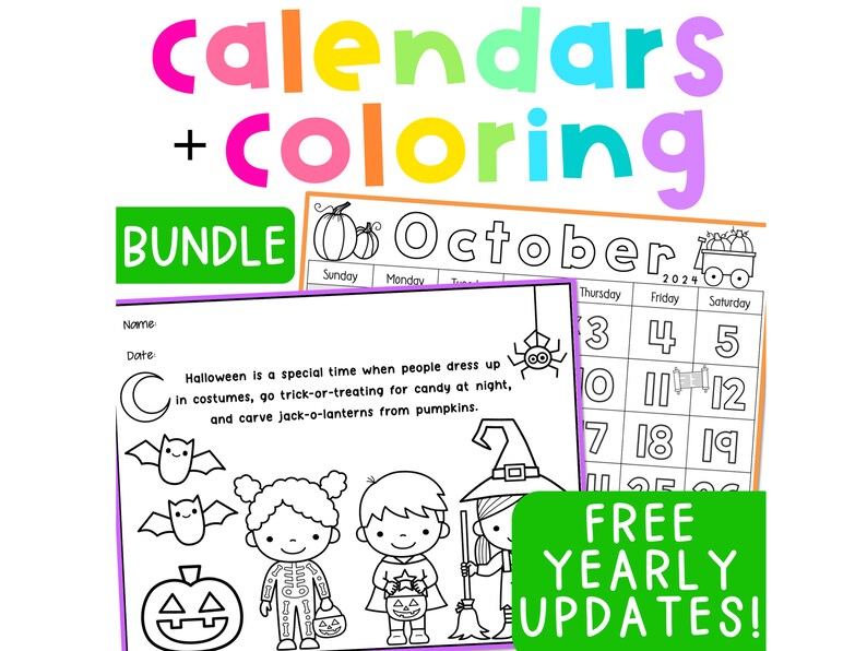 Monthly Calendar Tracing Numbers and Coloring Pages for Kids Printable ...