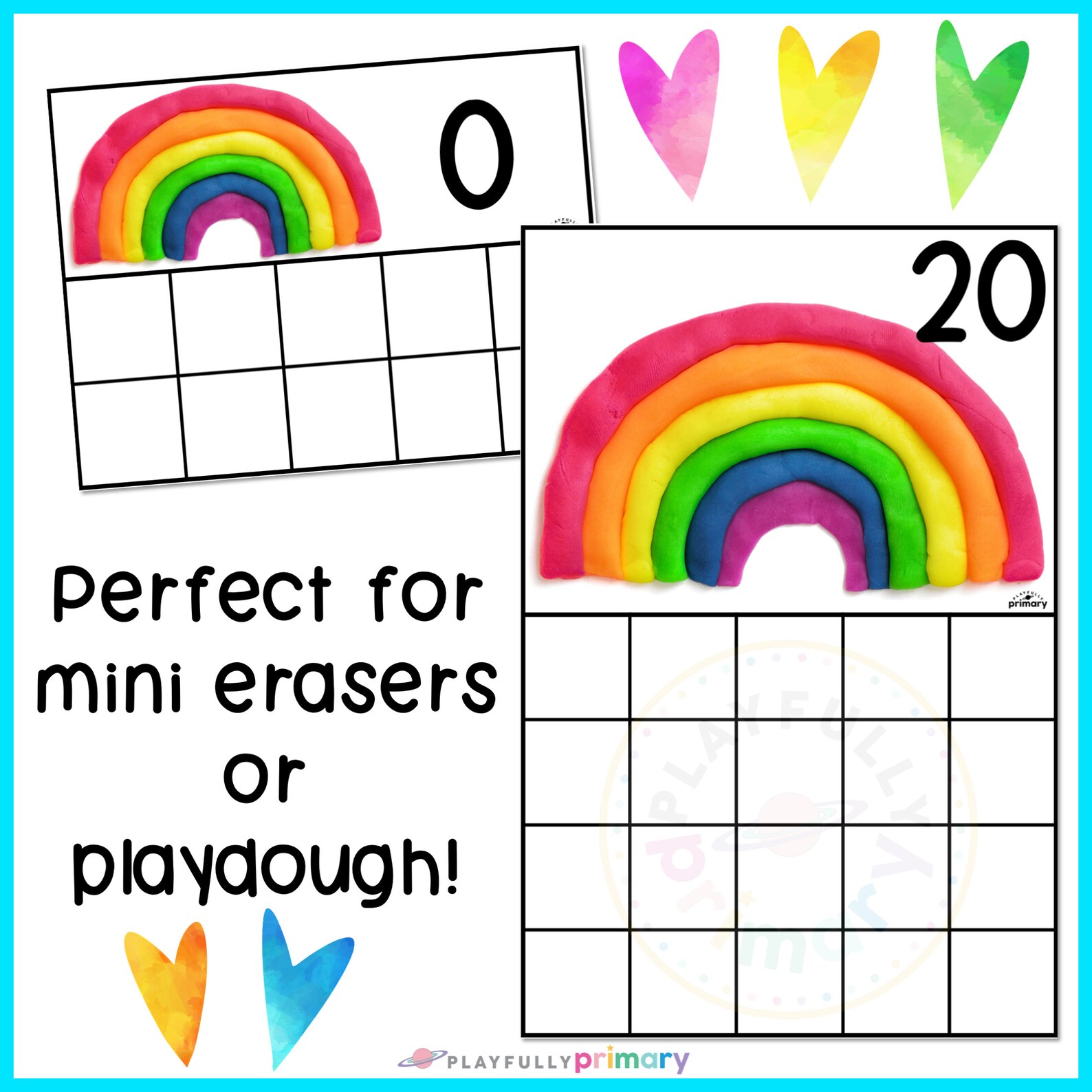 Rainbow Playdough Ten Frames | Counting to 20 Activity | Preschool ...