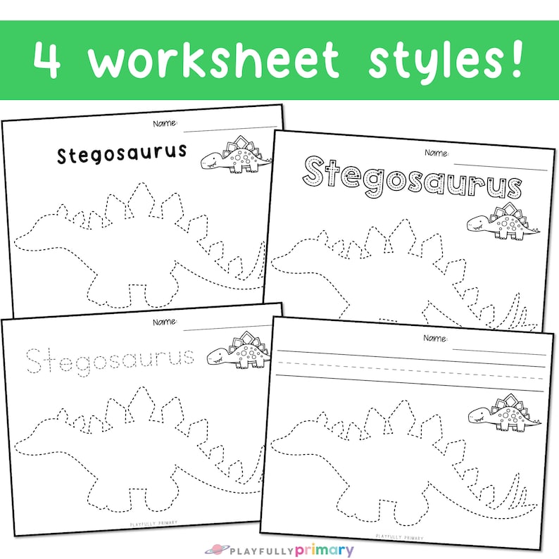 Dinosaur Tracing for Kids, Dinosaur Worksheets, Dinosaur Coloring Pages ...