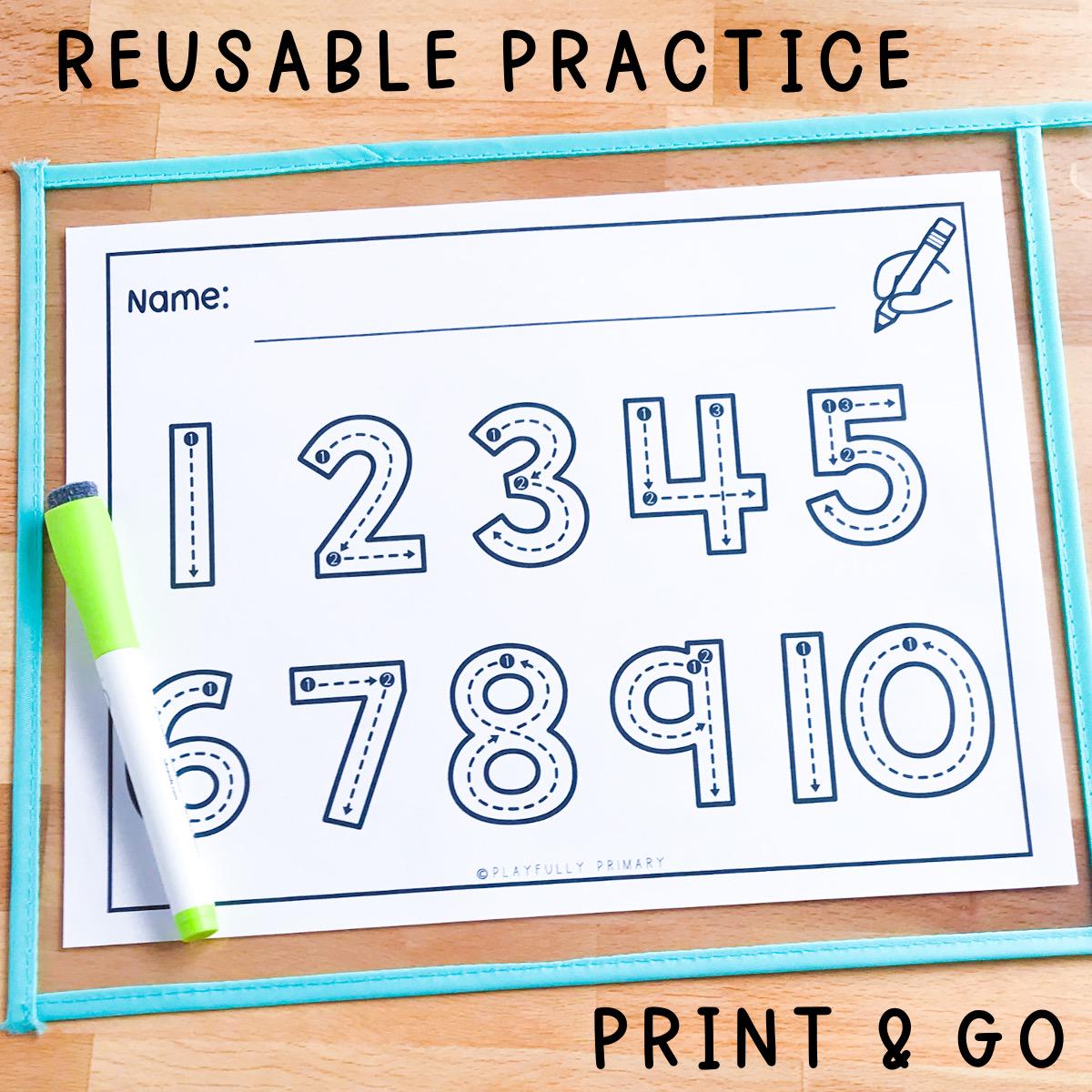 Number Tracing 1–10 Worksheets With Directional Arrows | Preschool ...