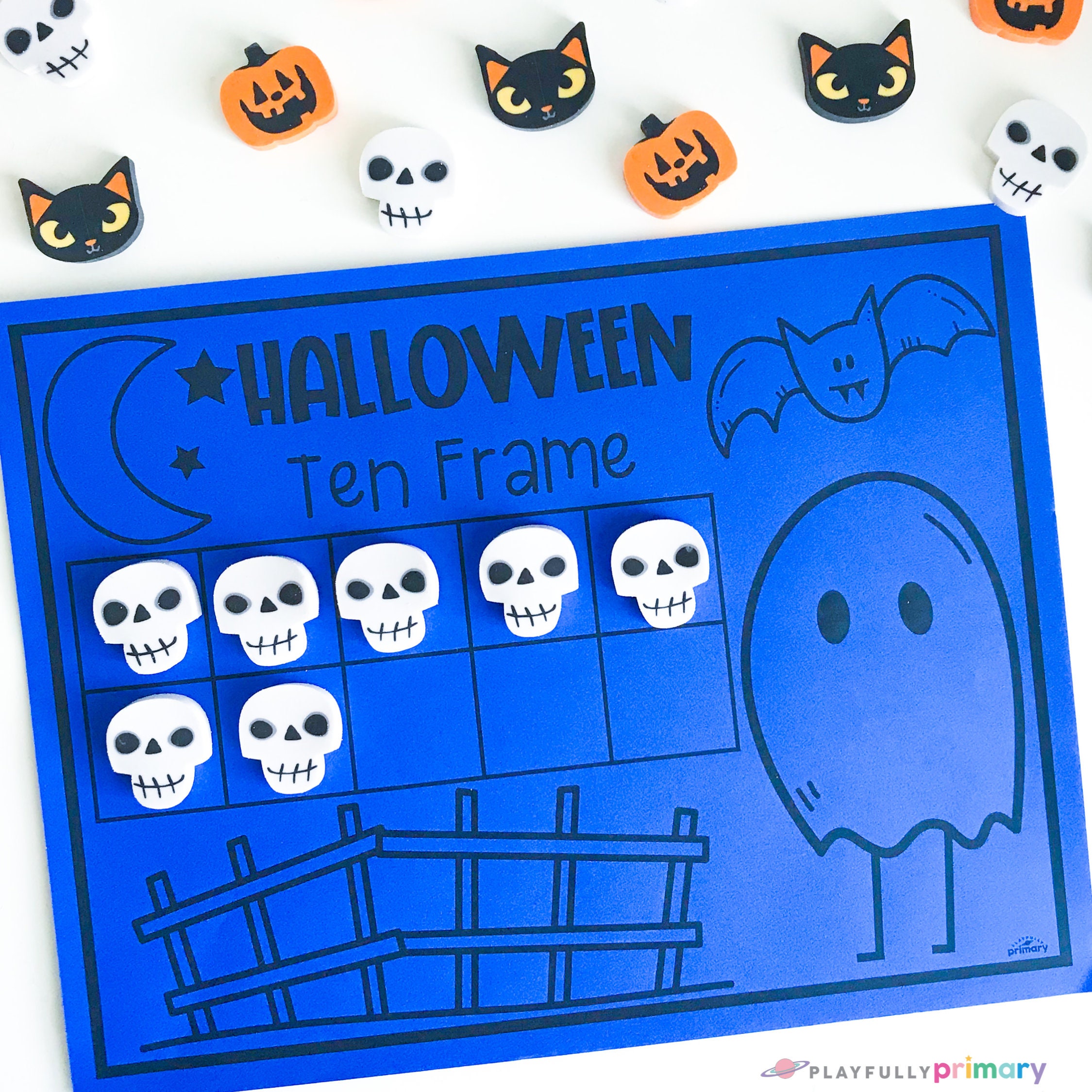 Halloween Mini Eraser Math Worksheets for Kindergarten Prek Preschool ...