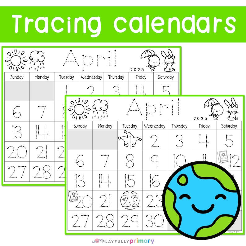 April Calendar 2026 Printable Calendar Tracing Worksheets, Calendar ...