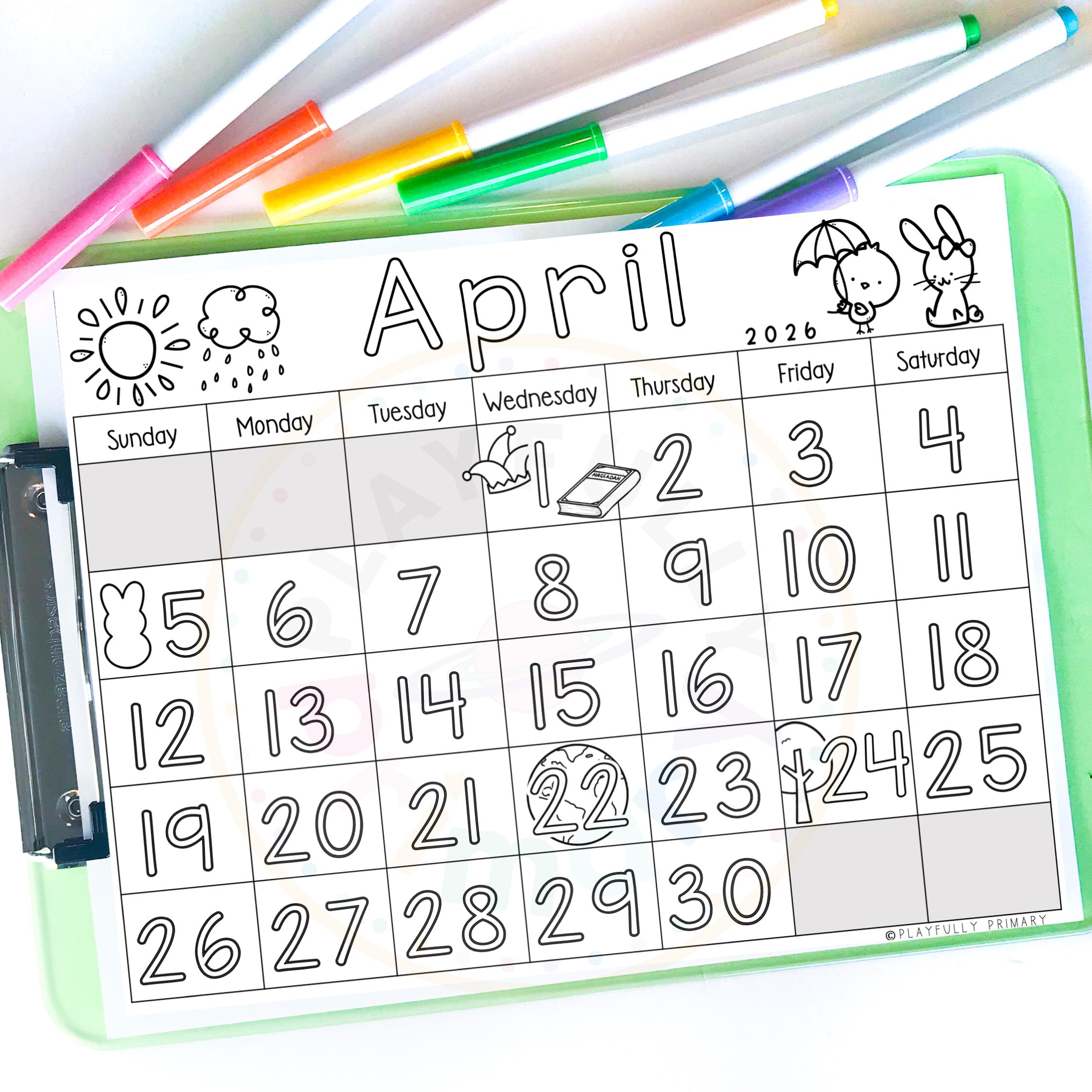 Kids Calendar Printable 2025 - 2026 Calendar Template, Montessori ...