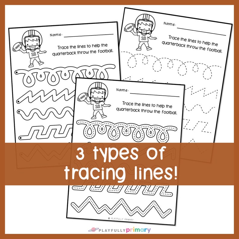 Football Line Tracing Worksheet, Pre Handwriting Tracing Printables ...