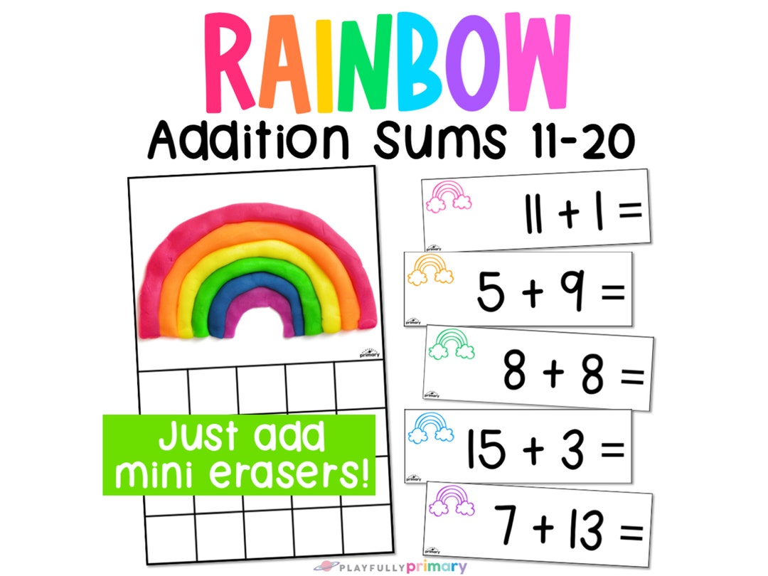 Rainbow Playdough Addition Frames | Sums 11-20 | Kindergarten Math ...