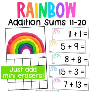 Rainbow Playdough Addition Frames | Sums 11-20 | Kindergarten Math ...