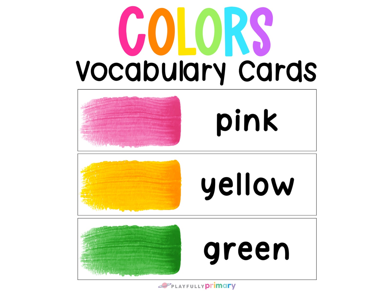 Color Flashcards Printable - Color Words Vocabulary Cards - Preschool ...
