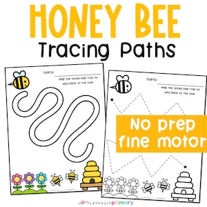 Honey Bee Line Tracing Worksheets - Bee Unit Study Fine Motor Activity ...