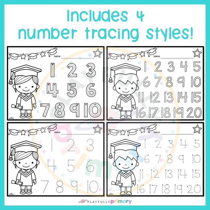 Kindergarten Graduation Coloring Sheets, Preschool Number Tracing ...