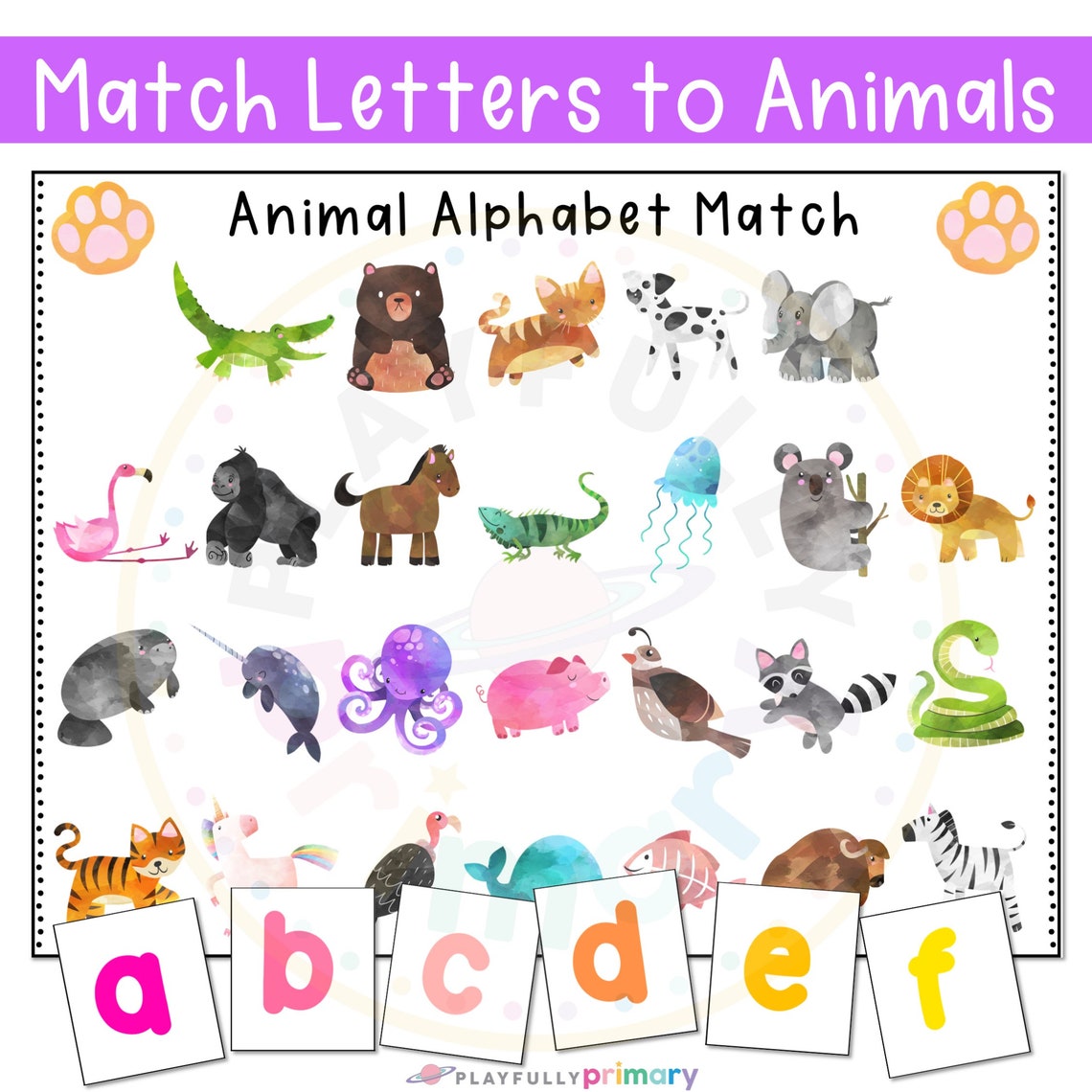 Animal Alphabet Matching Cards, Alphabet Match Game, Preschool Letter ...