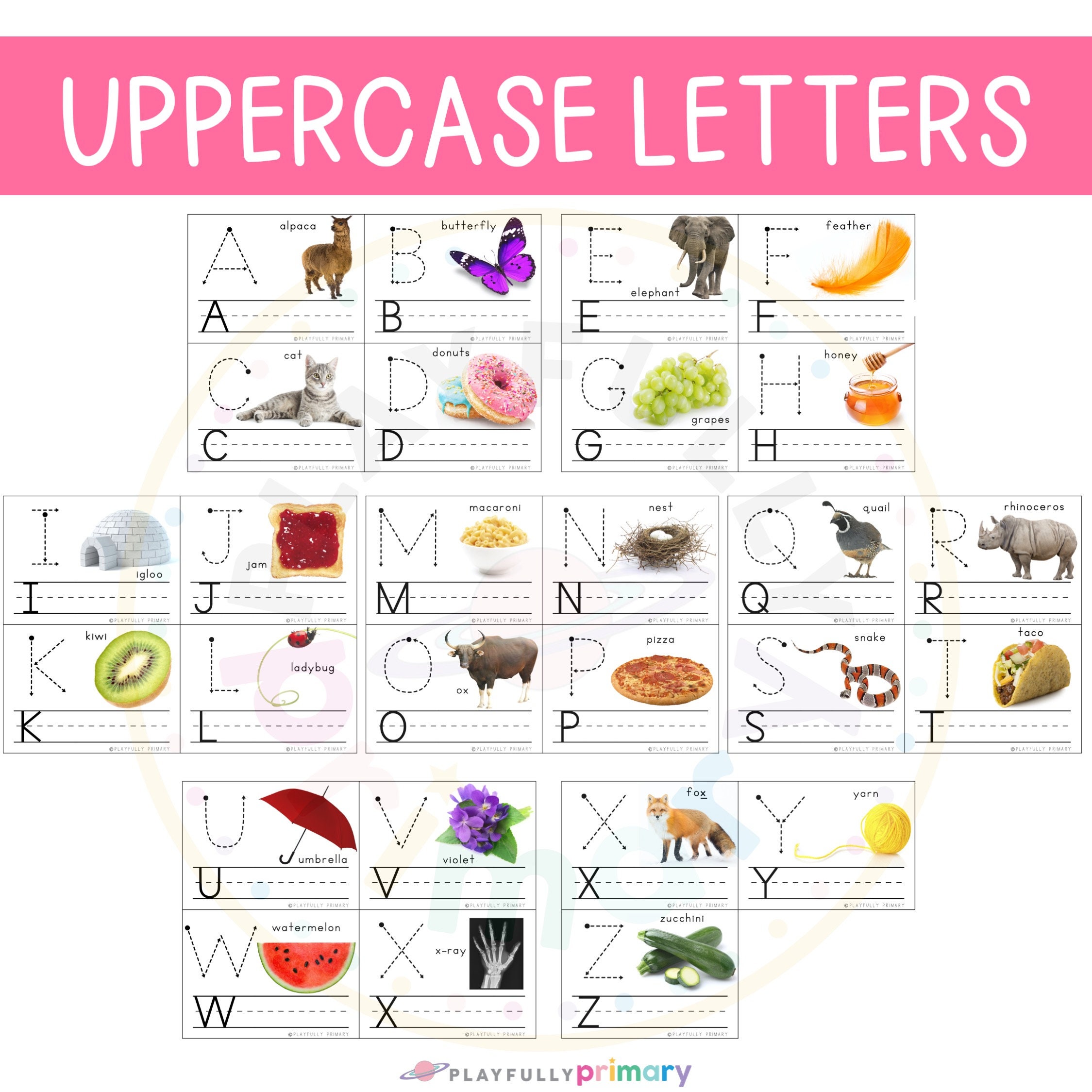 Alphabet Flashcards Printable With Real Pictures, Alphabet Tracing ...