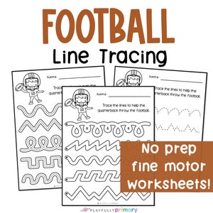 Football Line Tracing Worksheet, Pre Handwriting Tracing Printables ...